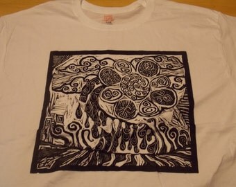 Linocut t shirt | Etsy