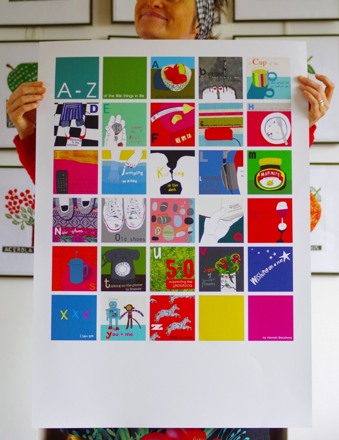 A-Z of the little things in life A1 litho poster print