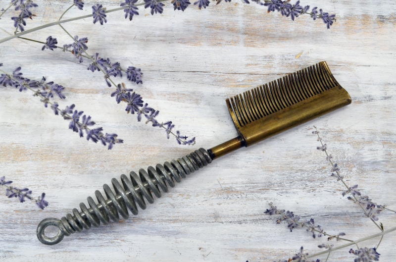 Vintage Hot Comb antique hair straightener Brass