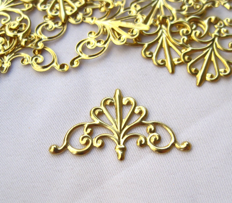 18pcs Stamping Brass Filigree Findings DIY Jewelry by tsrose