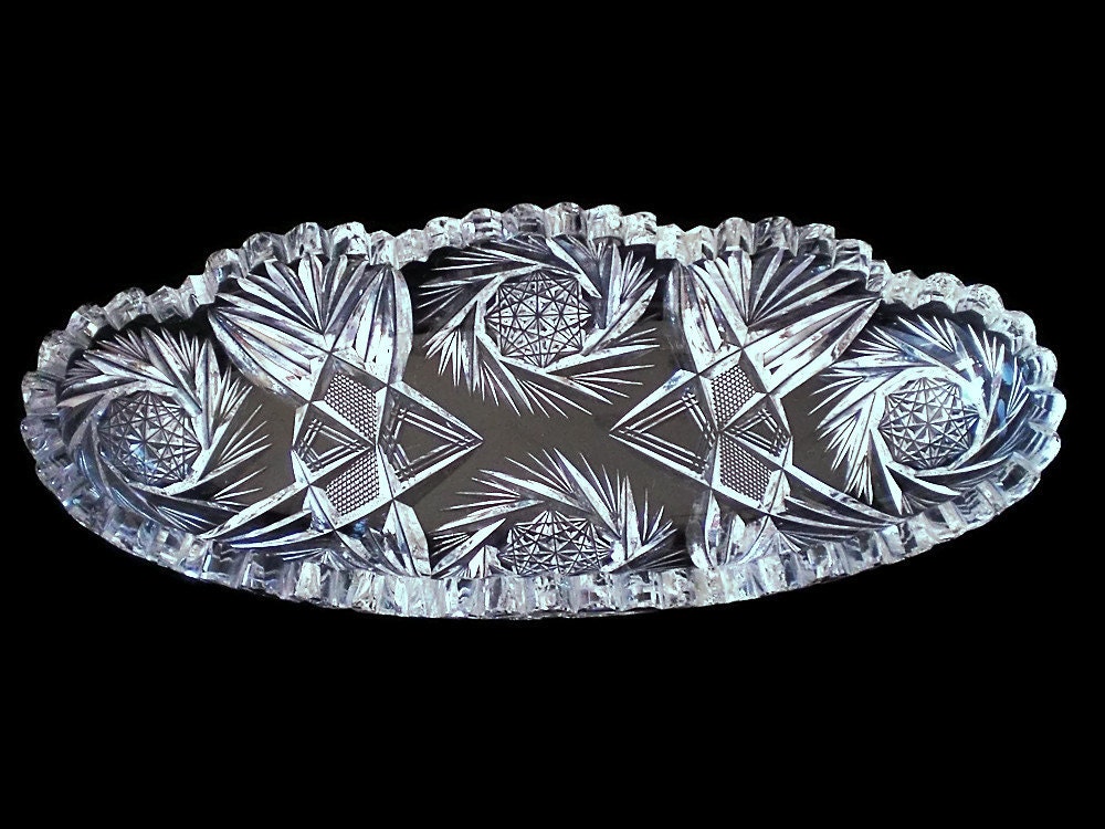 American Brilliant Cut Glass Relish Dish Cut Crystal Celery Dish ABC ...