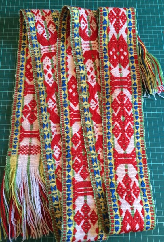 Hand woven Sami Band Belt 8 cm Scandinavian Saami braid shoe