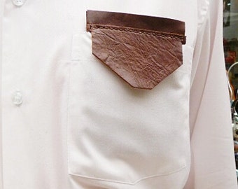 Antique Brown Leather Pocket Protector pen holder small