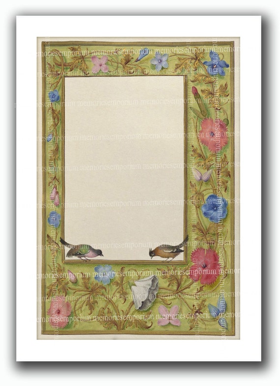 Book Page Renaissance Painted Border Blank Page for DIY