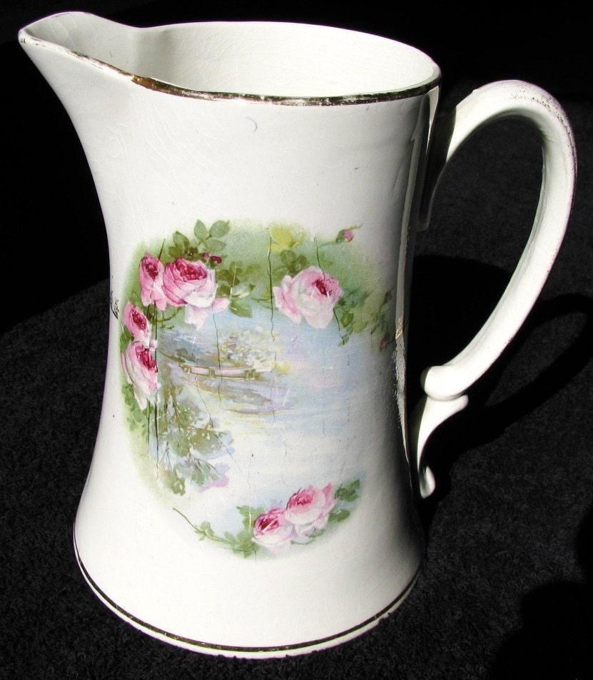Vintage Pitcher Dresden China Co Ohio Roses, Old Pitcher, Shabby ...