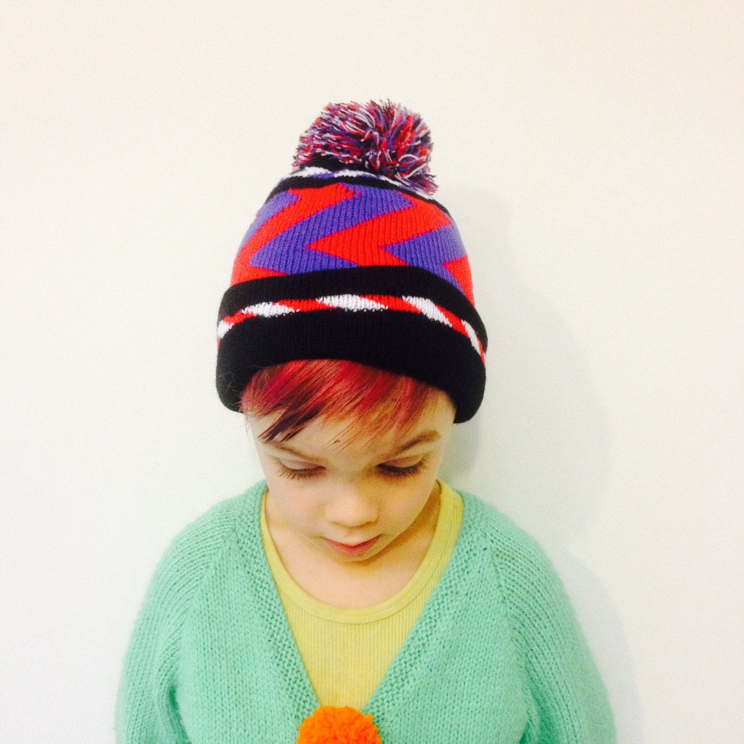 Kids Toddler Bobble Hat Vintage Beanie Unworn Deadstock 90s Pom Pom 1-3 ...