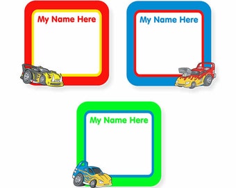 Race car name tags | Etsy