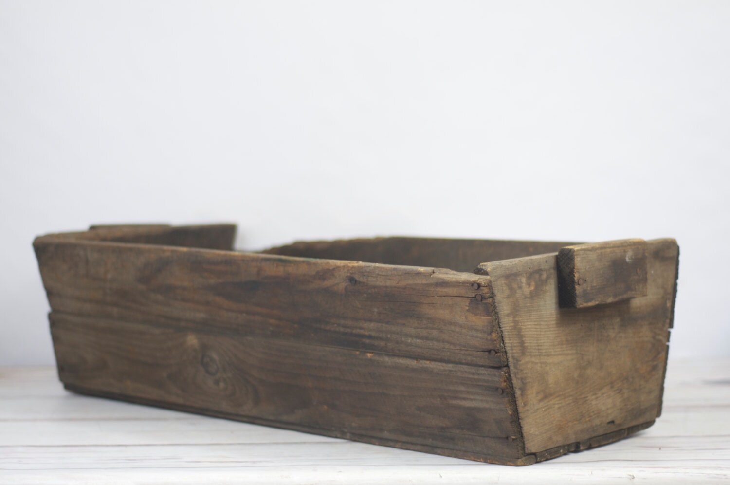 Primitive Vintage Wood Tote Box Crate Wood Box Gathering Basket Crate ...