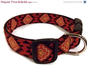Aztec Dog Collar in Shades of Red