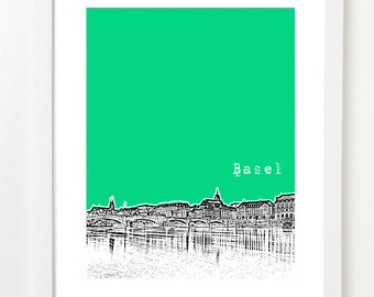 Basel Switzerland art print from an original watercolor