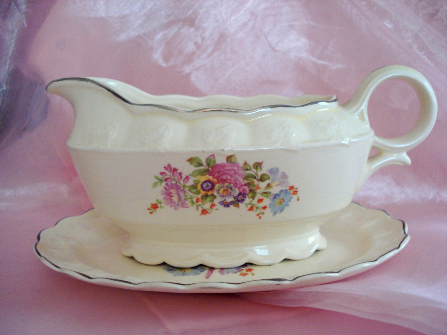 Vintage Shabby Gravy Boat TST China Taylor Smith Taylor Shabby Cottage ...