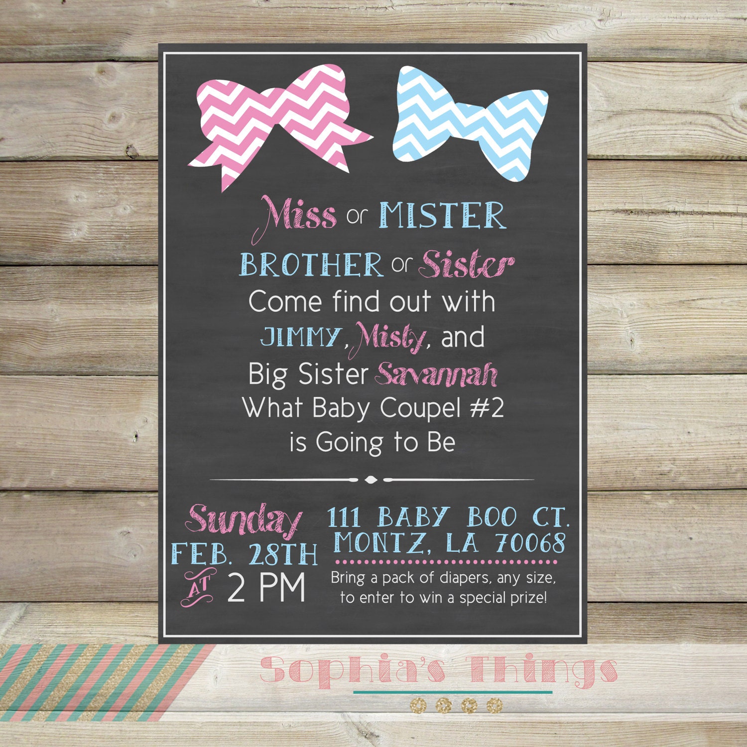 Gender Reveal Party Printable Invitation Gender Reveal Pink