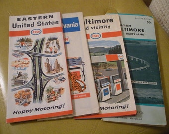Vintage Esso Exxon Mapco Maps 1950's Maps Collectible Esso Exxon ...