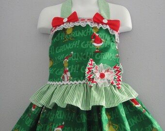 Toddler girls christmas xmas pageant casual wear Grinch outfit.OOC/OOAK ...