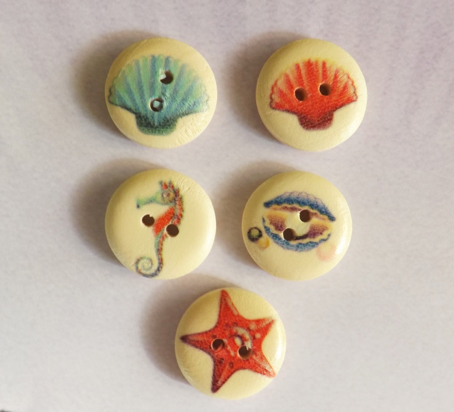 Seashell buttons 10 wood sea shell buttons 18mm 2 hole wood