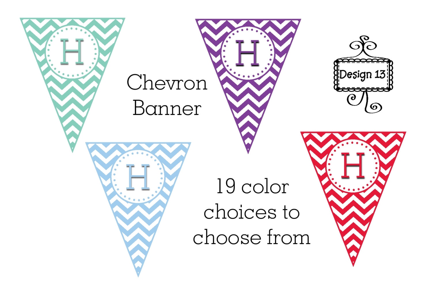 19 Color Choices Chevron Banner Digital Printable