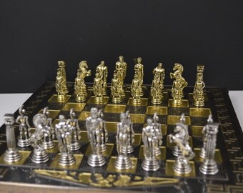 Greek Warrior Chess Set (28X28) / Bronze chess board