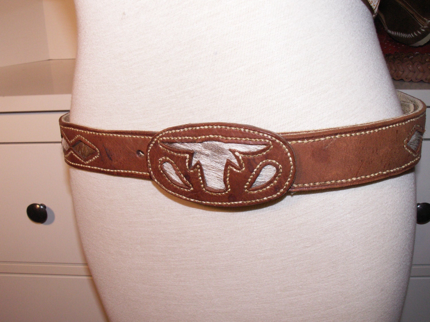 Western Motif Leather Belt with Longhorn Buckle – Haute Juice