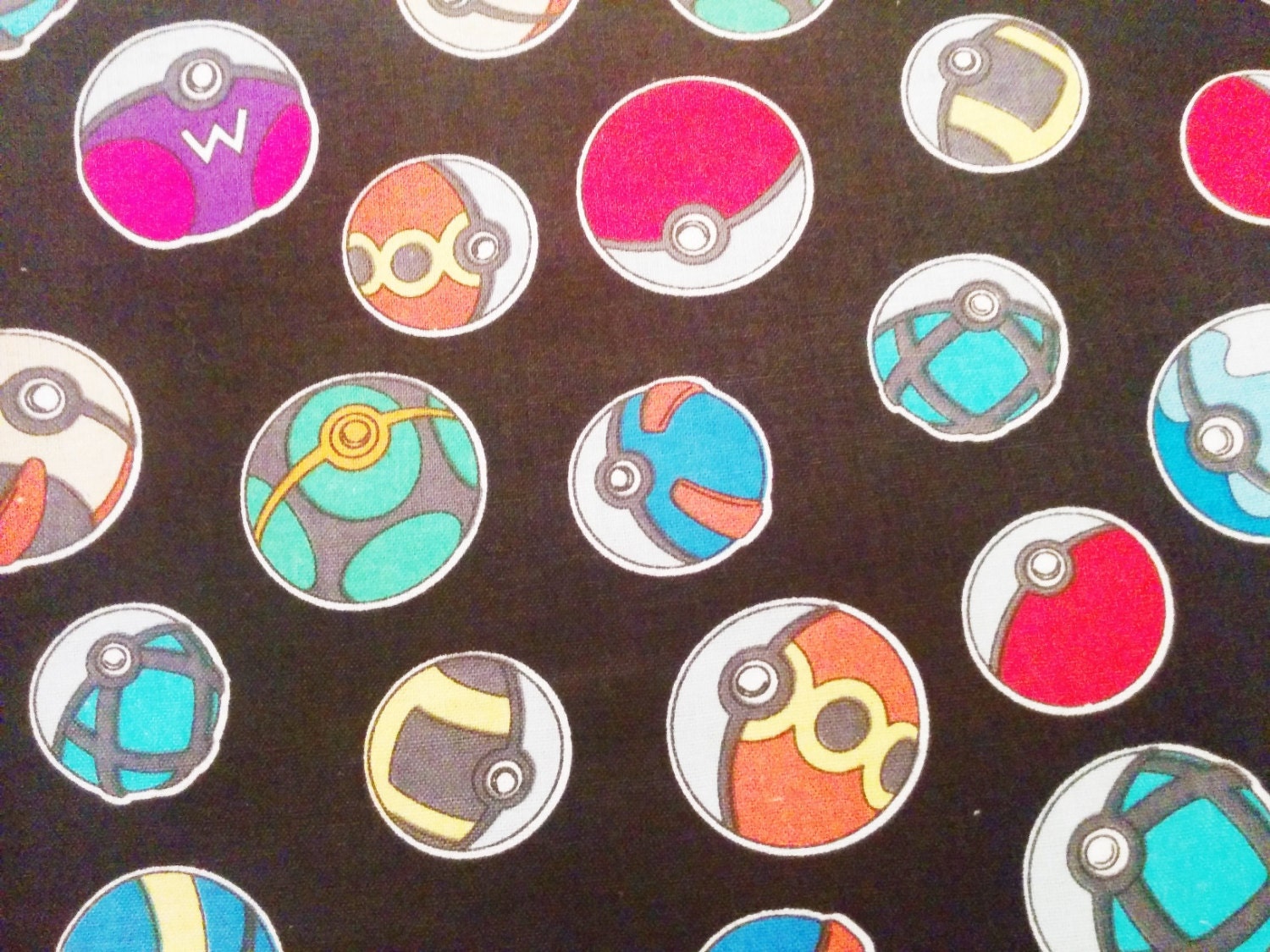 Pokemon pokeball Fat Quarter Fabric Cotton Print