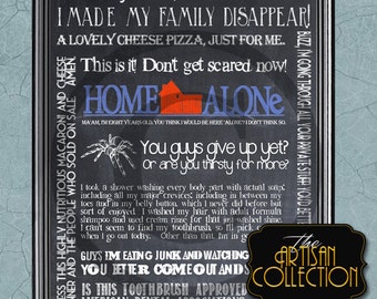 PRINTABLE --- Chalkboard Style Print - Home Alone Movie Quotes 11x14 inches
