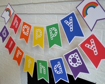 Popular items for rainbow birthday banner on Etsy