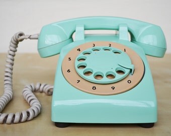 Vintage Mint Green turquoise Rotary Phone ,RE-PAİNTED Bell System Retro ...