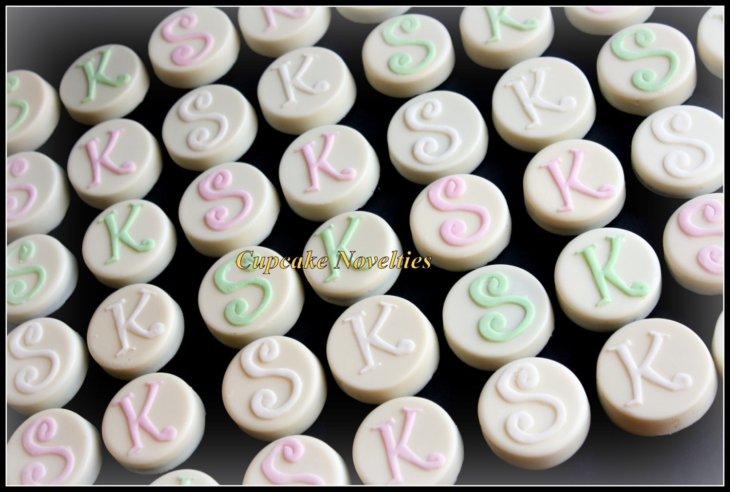 Monogram Cookies Initial Edible Wedding Favors Chocolate Oreos