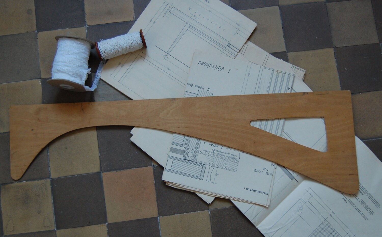 Vintage curve rulers Wooden ruler for designers Template for