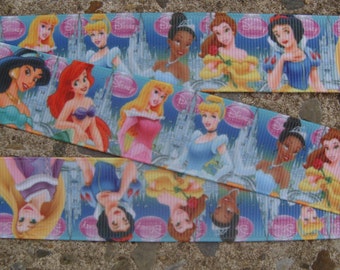 3 yards Pink and Black Princess with Crown Ribbon by Aplusribbon