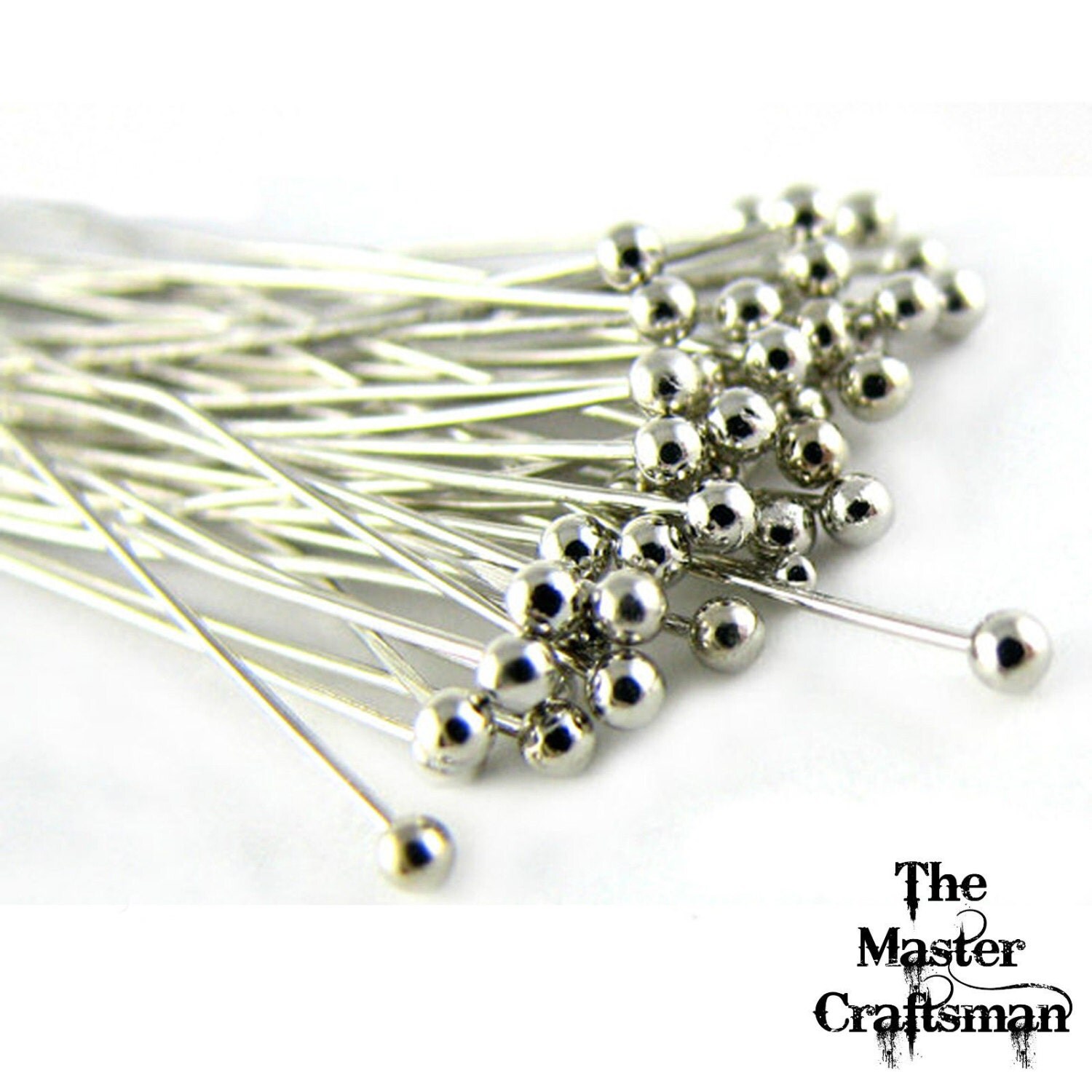 100 STERLiNG SiLVER PlATED BALL HEADPINS 30mm x 0.7mm HEAD PiN