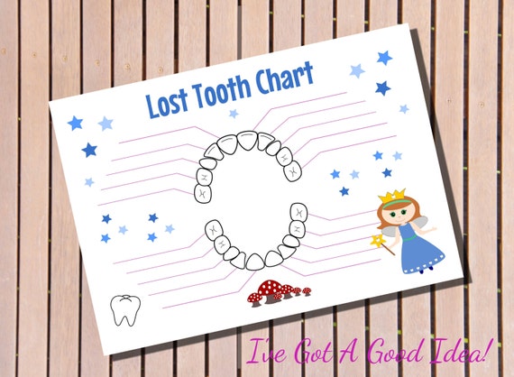 Items similar to Tooth Fairy lost tooth chart - printable - blue on Etsy