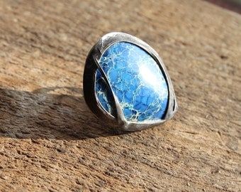 Blue jasper ring | Etsy