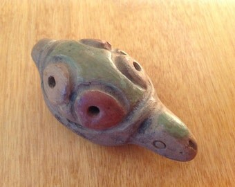 Vintage Clay Turtle Whistle from Mexico