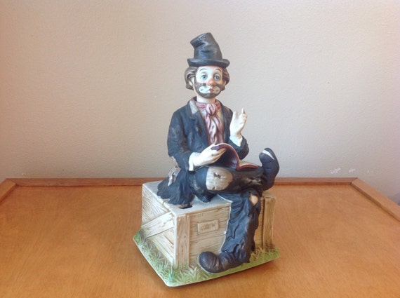 Hobo Clown Figurine Music Box Whistles Memory from