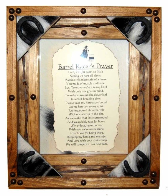 Pine Framed Barrel Racer's Prayer by BuckleDisplaysPlus on Etsy