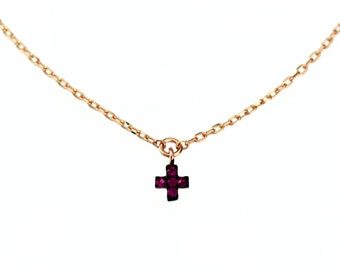 Ruby Neckalce Gold Simple Ruby Necklace 14k by BlissjJewellery