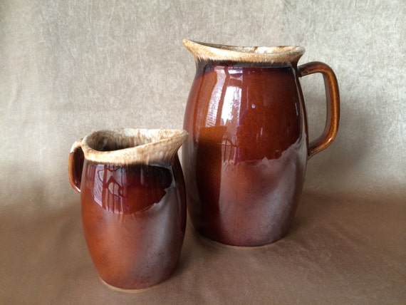 Hull Pottery Set Brown Drip Glaze Vintage Pitchers Water