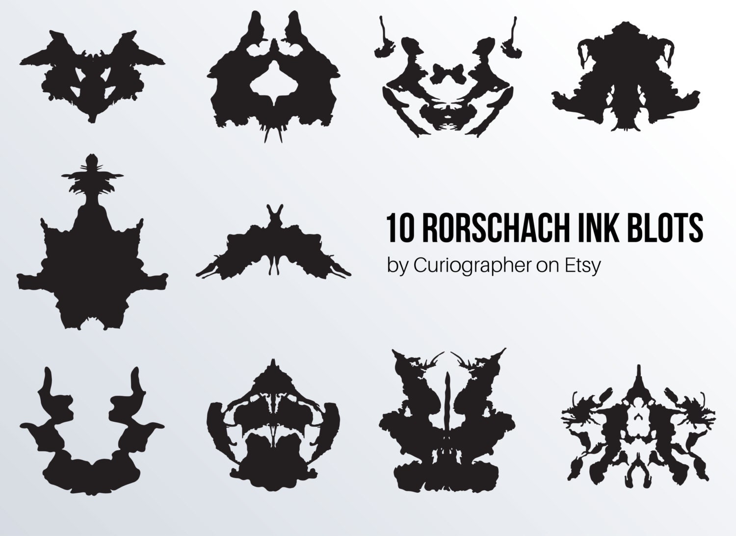 10 Rorschach Ink Blots Clip Art Assets for by Curiographer on Etsy