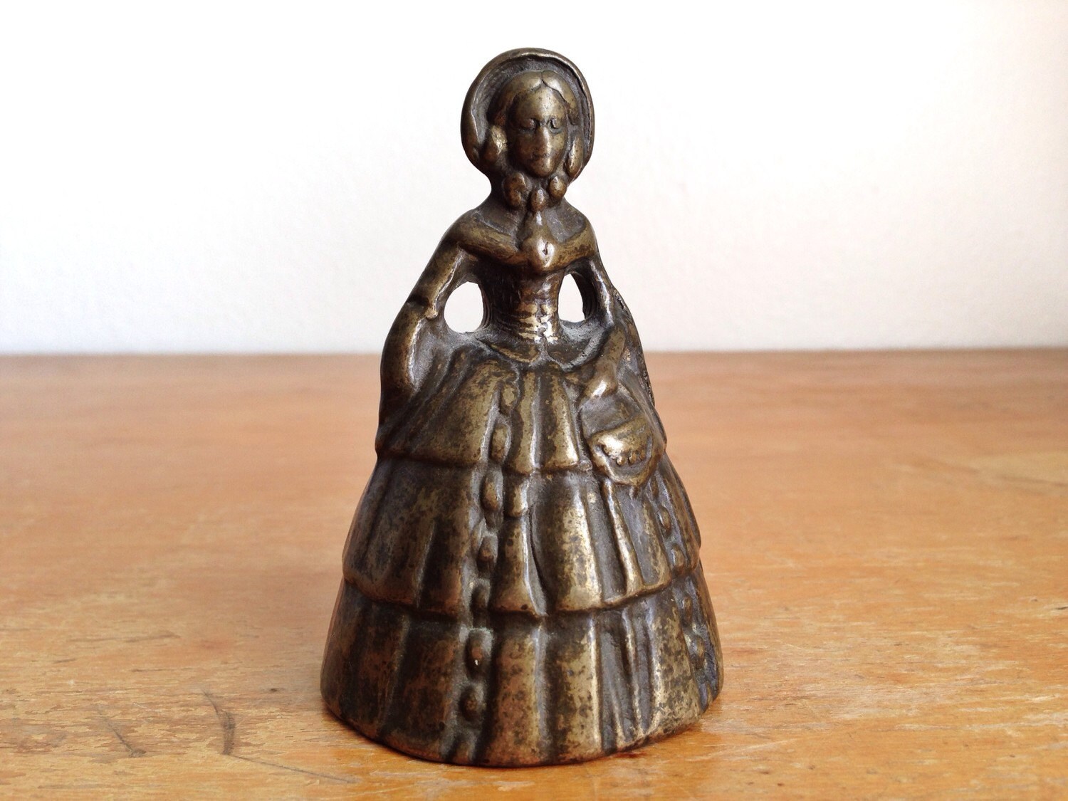 Vintage Solid Brass Woman in Dress Bell – Victorian Colonial Lady Girl ...
