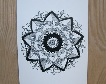 Items similar to Mandala ink drawing on Etsy