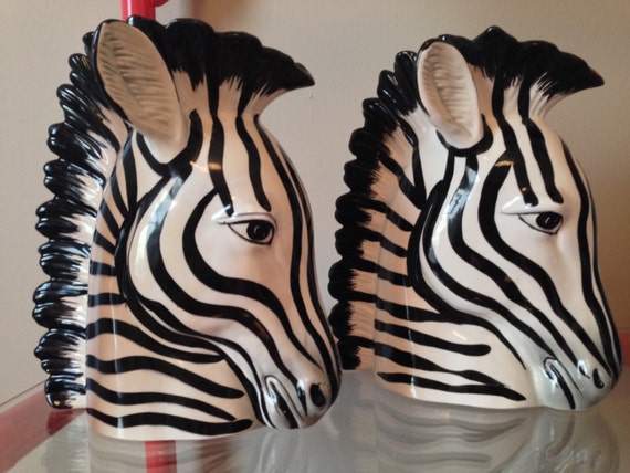 Vintage Fitz and Floyd Zebra Vase Ceramic Vase Zebra Head Vase