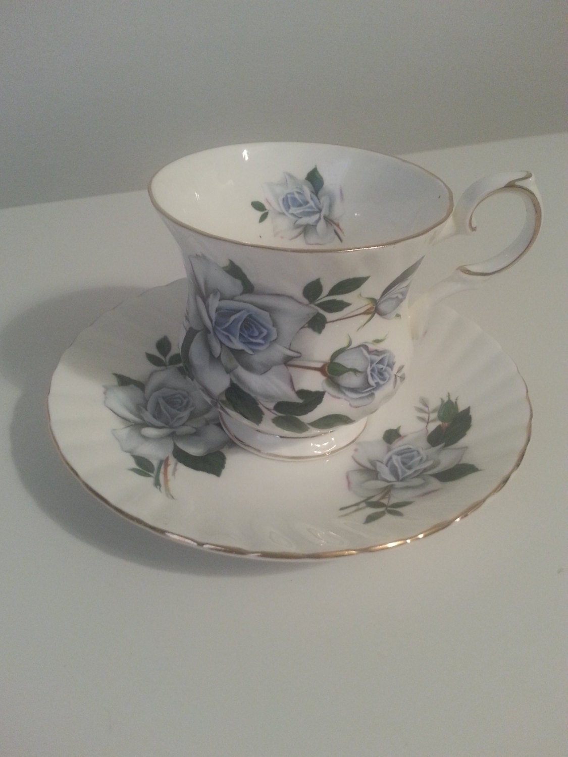 Vintage Elizabethan Tea Cup; Blue Rose; Fine Bone China – Haute Juice