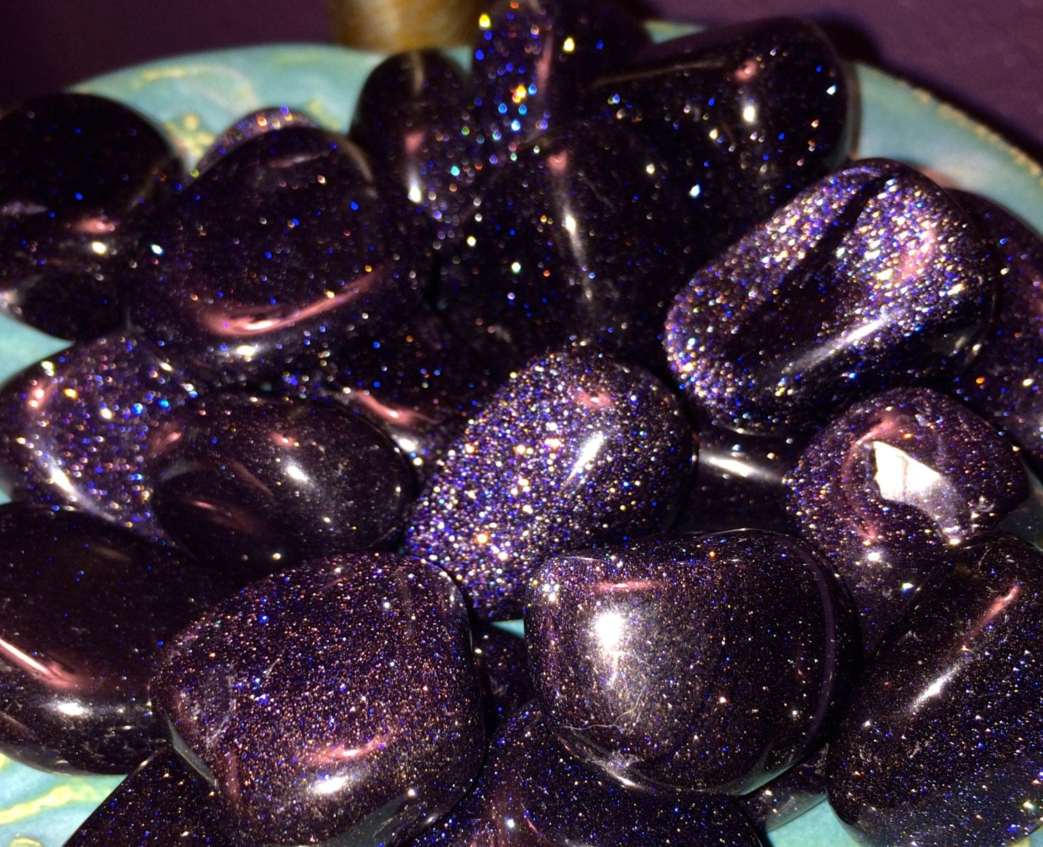 Blue Goldstone Tumbled Midnight Blue Goldstone Copper
