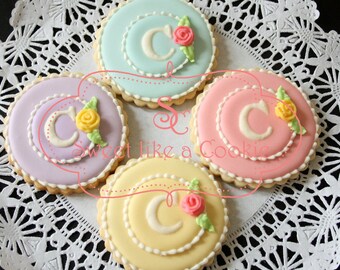 Popular items for monogram cookies on Etsy