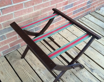 Vintage Luggage Rack Wood Folding Suitcase Stand