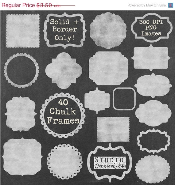 SALE Chalk Frames Clipart – 20 Chalkboard Clipart Labels / Tags ...