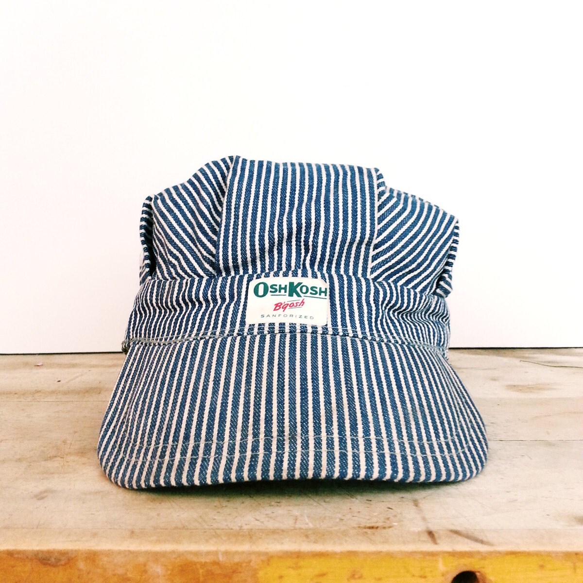 vintage oshkosh b’gosh hickory striped engineer hat, cotton railroad ...