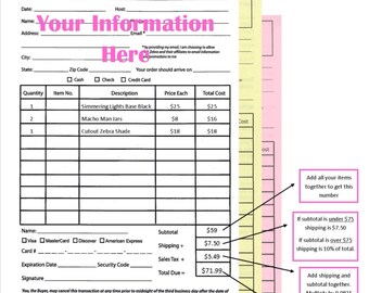 How to fill out order forms for independant consultants to give out