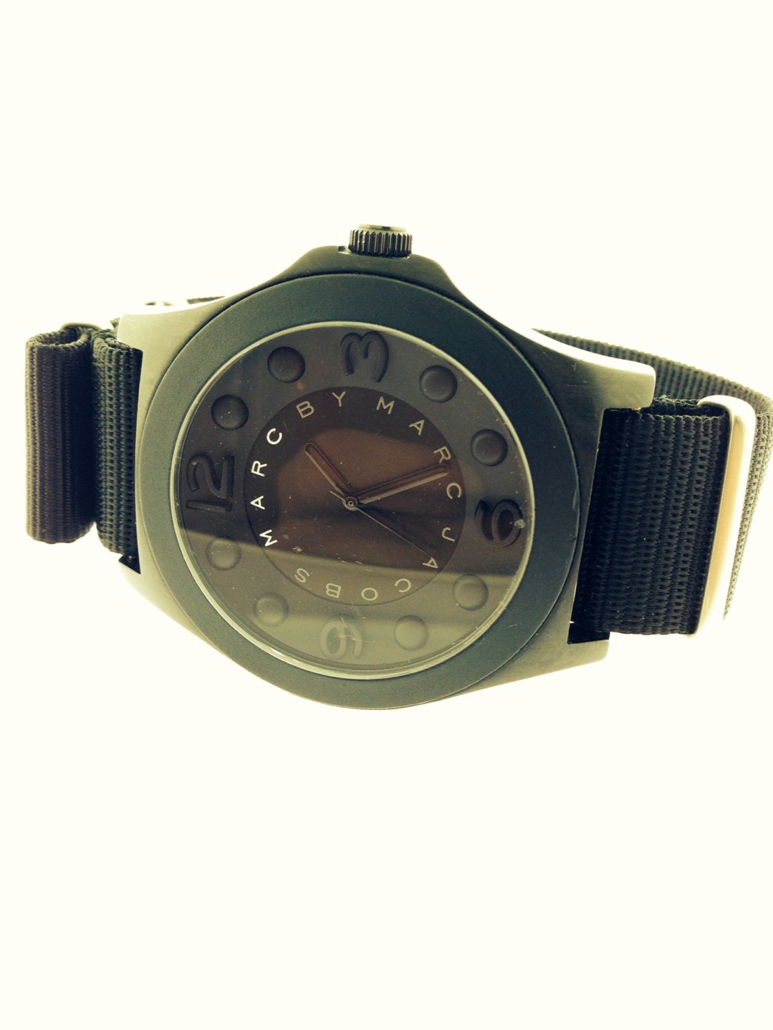 Mens Marc Jacobs MBM 2510 black nato / rubber strap watch