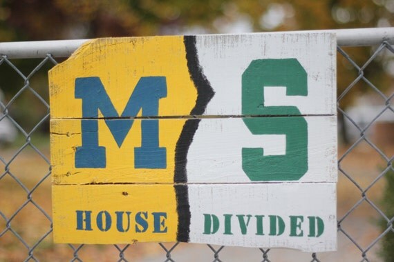 MSU UofM House Divided Wood Sign by 2ShiningStars on Etsy